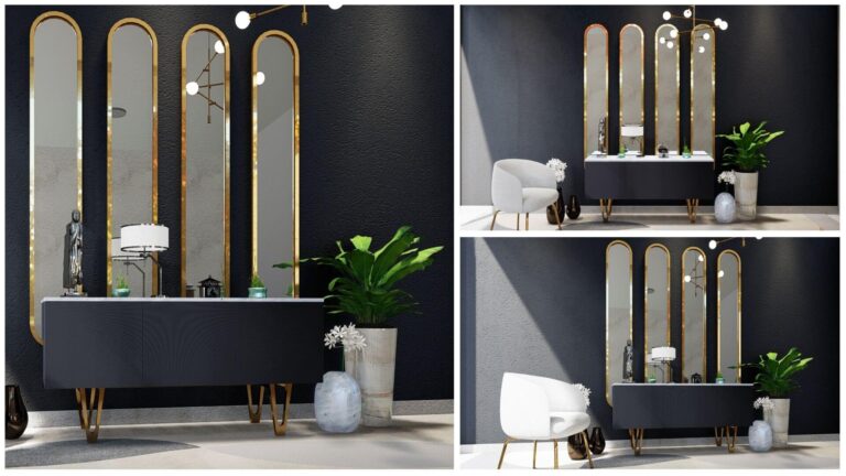 Console Design Idea with chic mirrors - OpenHouseDesigns