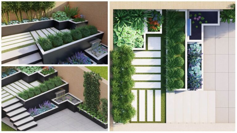 Backyard Landscape Design in raised multi-levels - OpenHouseDesigns