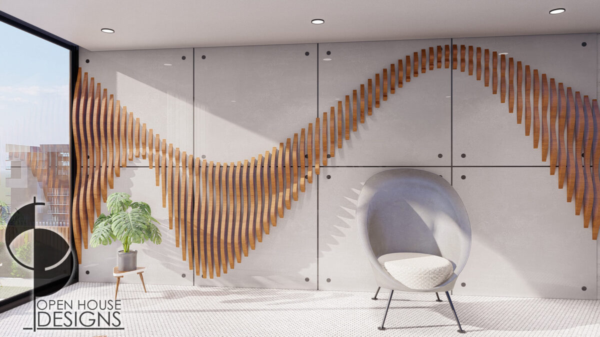 Parametric Wall Design run across the living room - OpenHouseDesigns