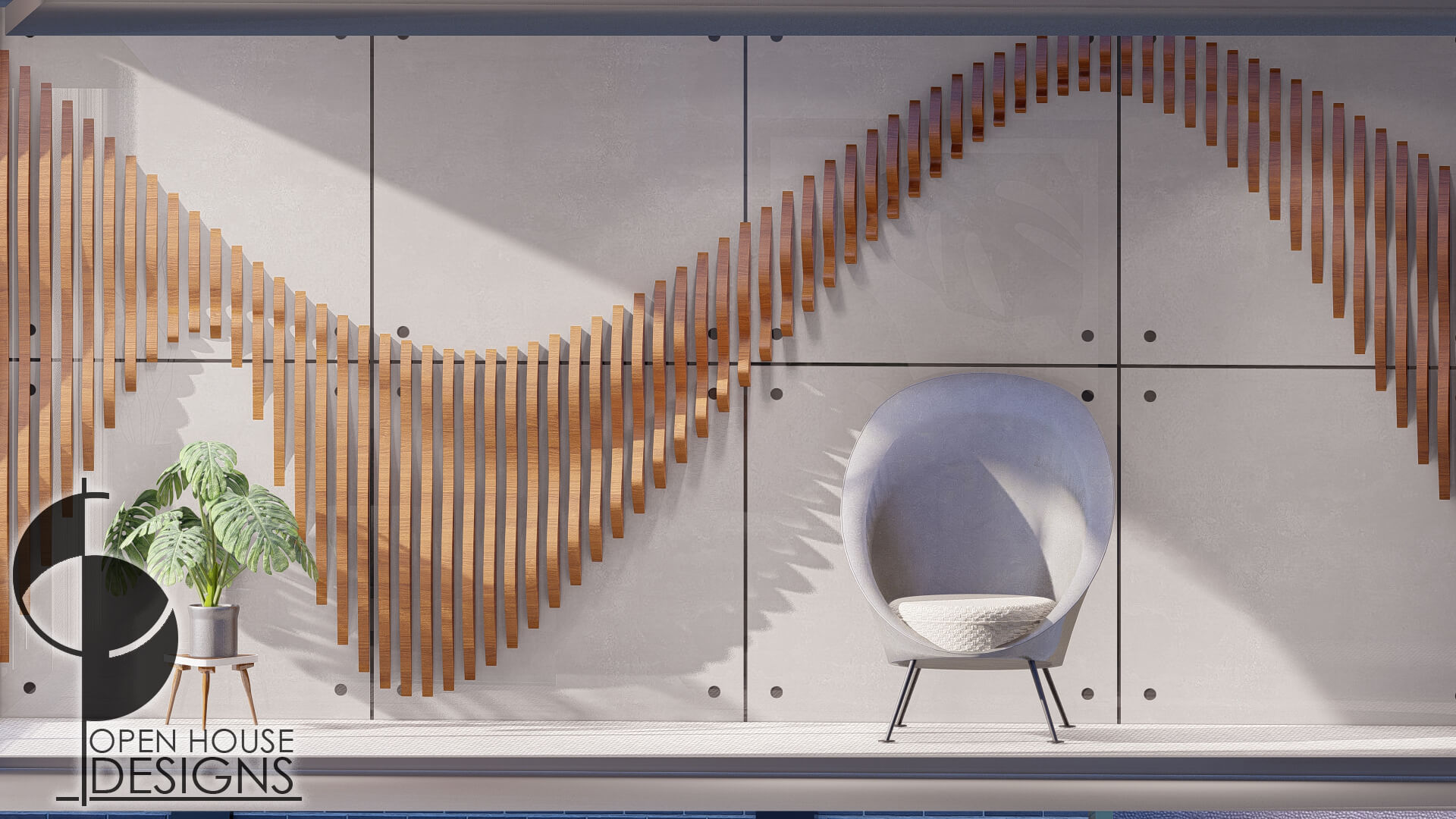 Parametric Wall Design run across the living room - OpenHouseDesigns