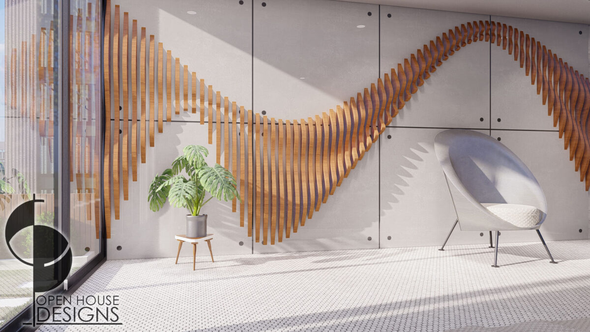Parametric Wall Design run across the living room - OpenHouseDesigns