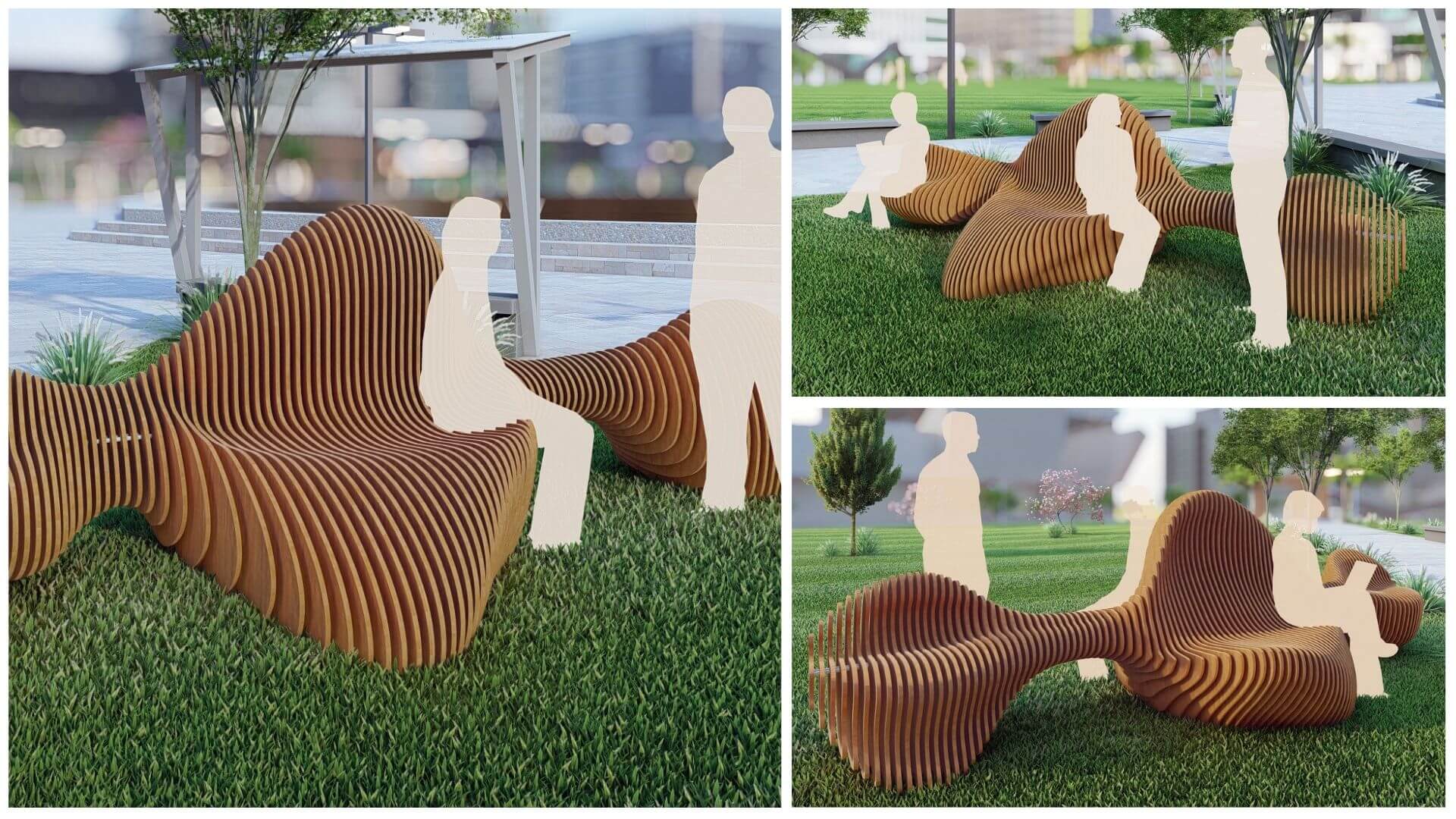 Wooden Parametric Bench in Central Park - OpenHouseDesigns