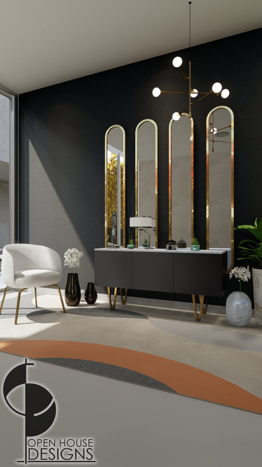 Console Design Idea with chic mirrors - OpenHouseDesigns