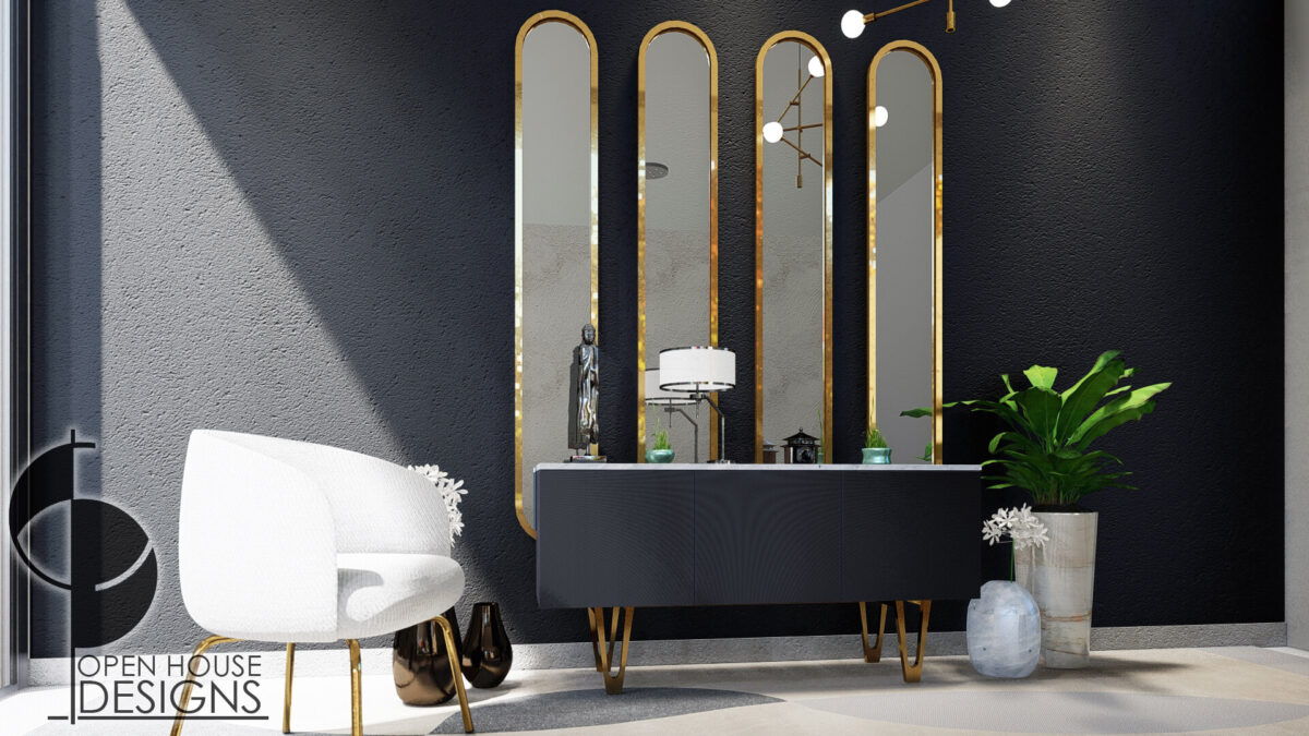 Console Design Idea with chic mirrors - OpenHouseDesigns