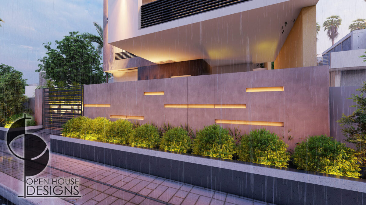 Contemporary Residence Elevation Design with spacious balconies