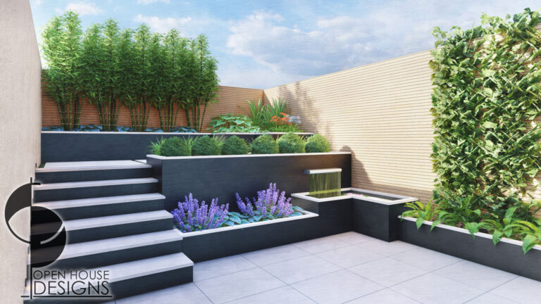 Backyard Landscape Design in raised multi-levels - OpenHouseDesigns