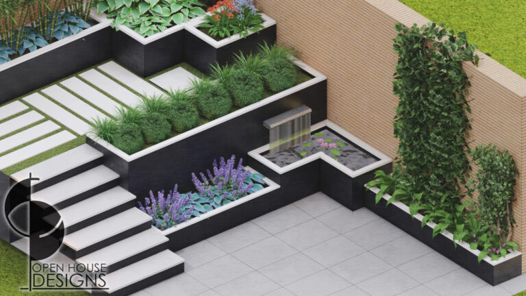 Backyard Landscape Design in raised multi-levels - OpenHouseDesigns