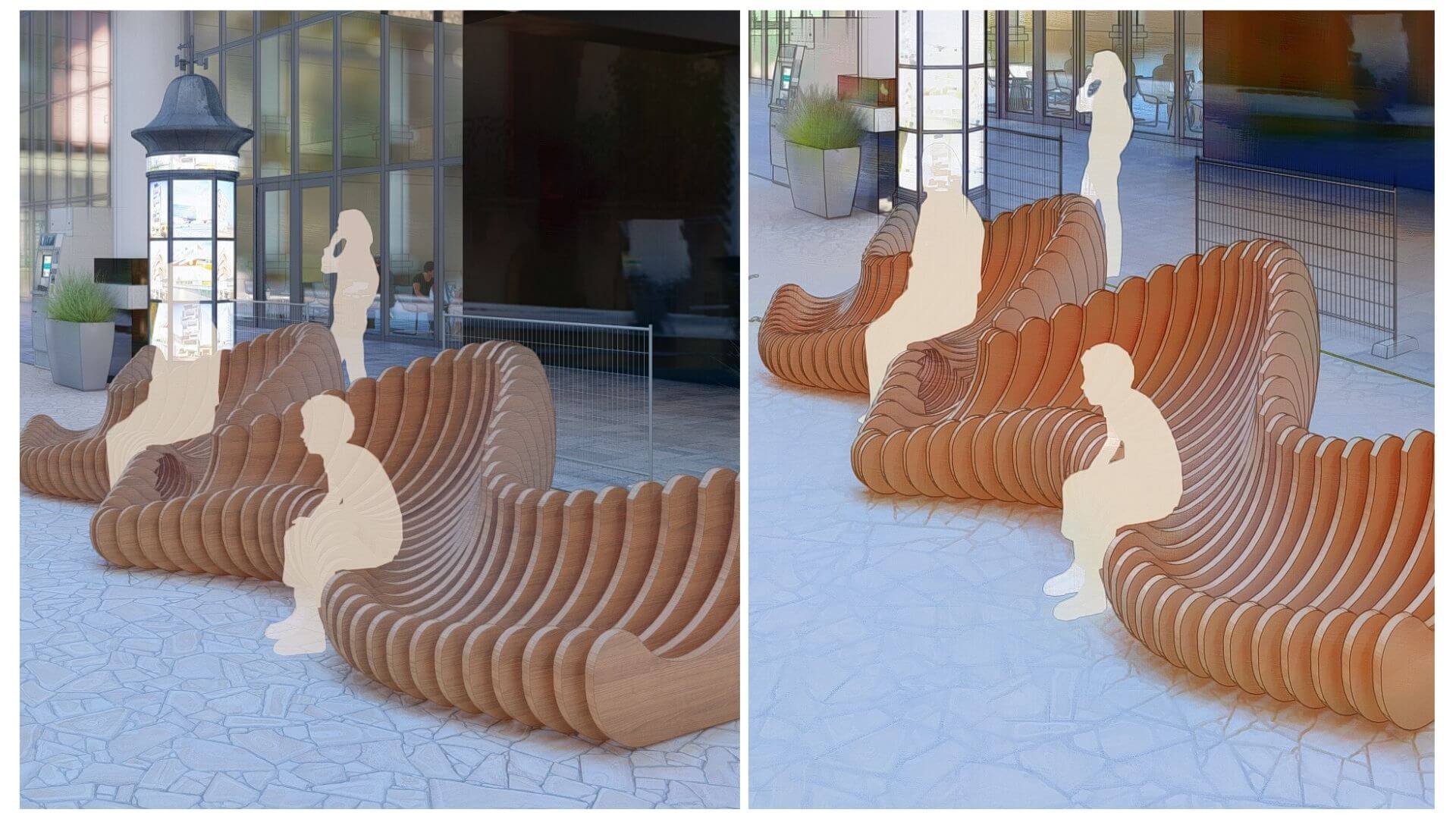 Parametric Bench that stands out in the city complex - OpenHouseDesigns