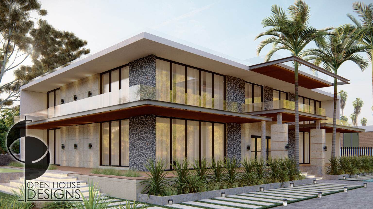 Contemporary Villa with Massive Glass Façade and Stunning Landscape