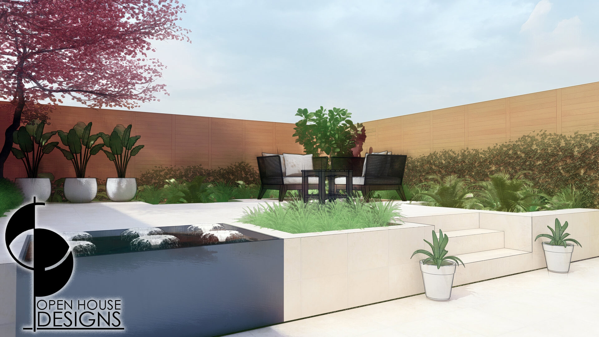 Modern Outdoor living spaces - Backyard Landscape design