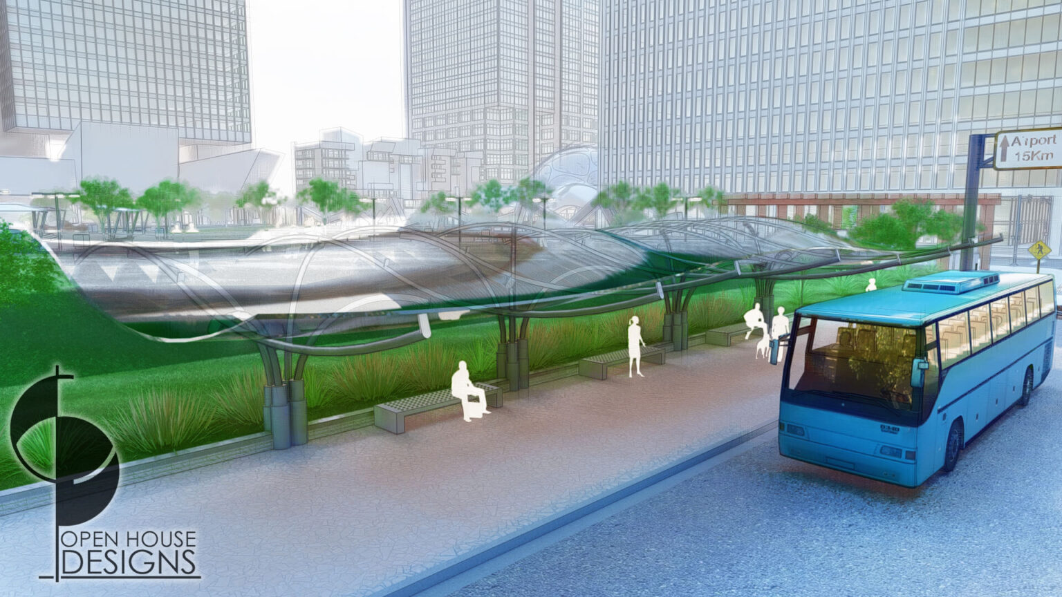 Wavy Parametric Canopy Designs - Concept Rendering