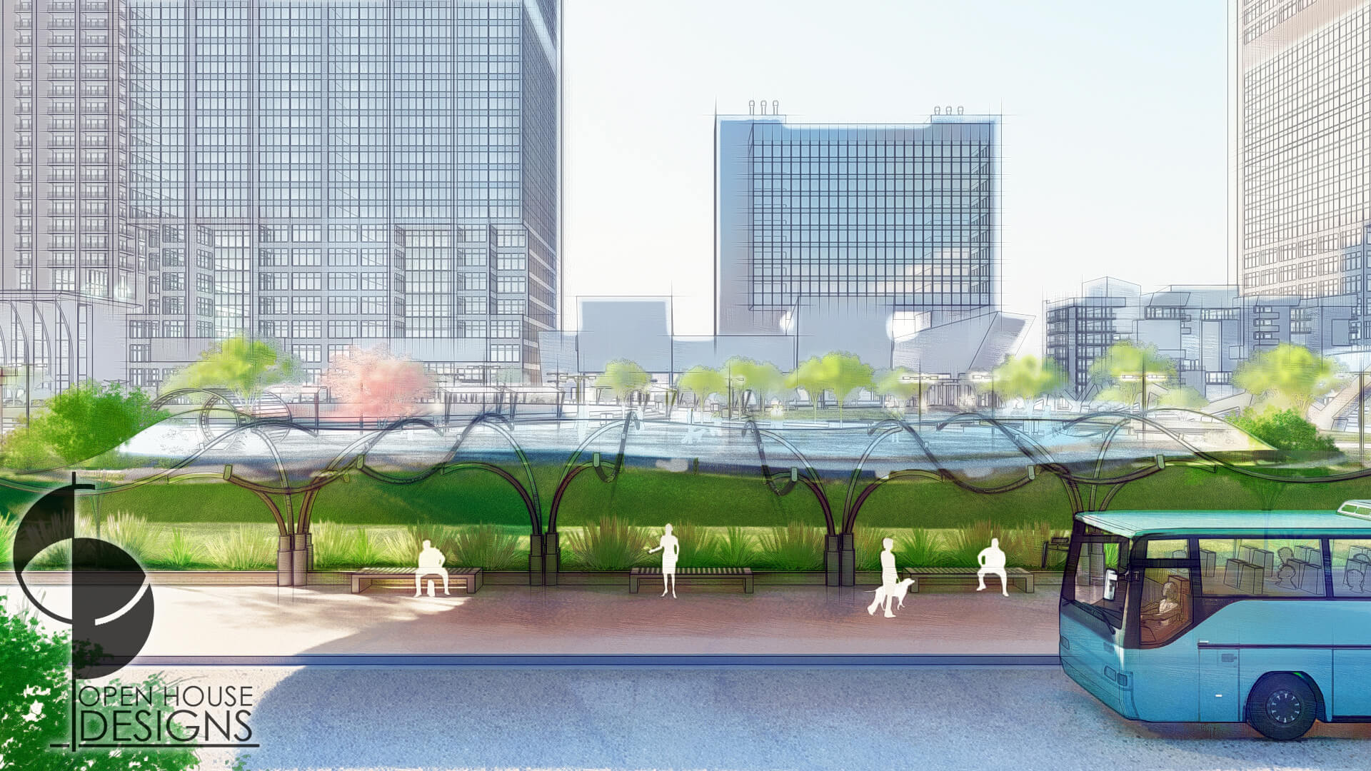 Wavy Parametric Canopy Designs - Concept Rendering