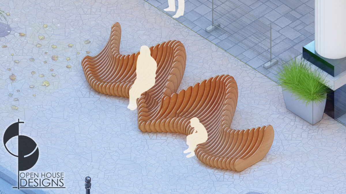 Parametric Bench that stands out in the city complex - OpenHouseDesigns