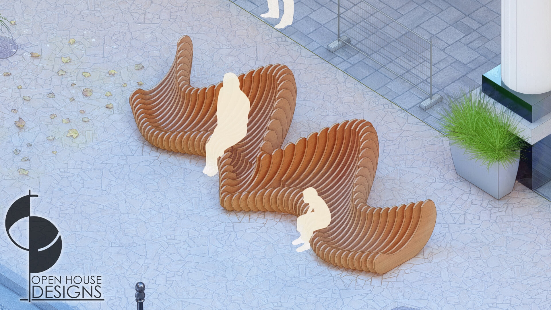 Parametric Bench that stands out in the city complex - OpenHouseDesigns