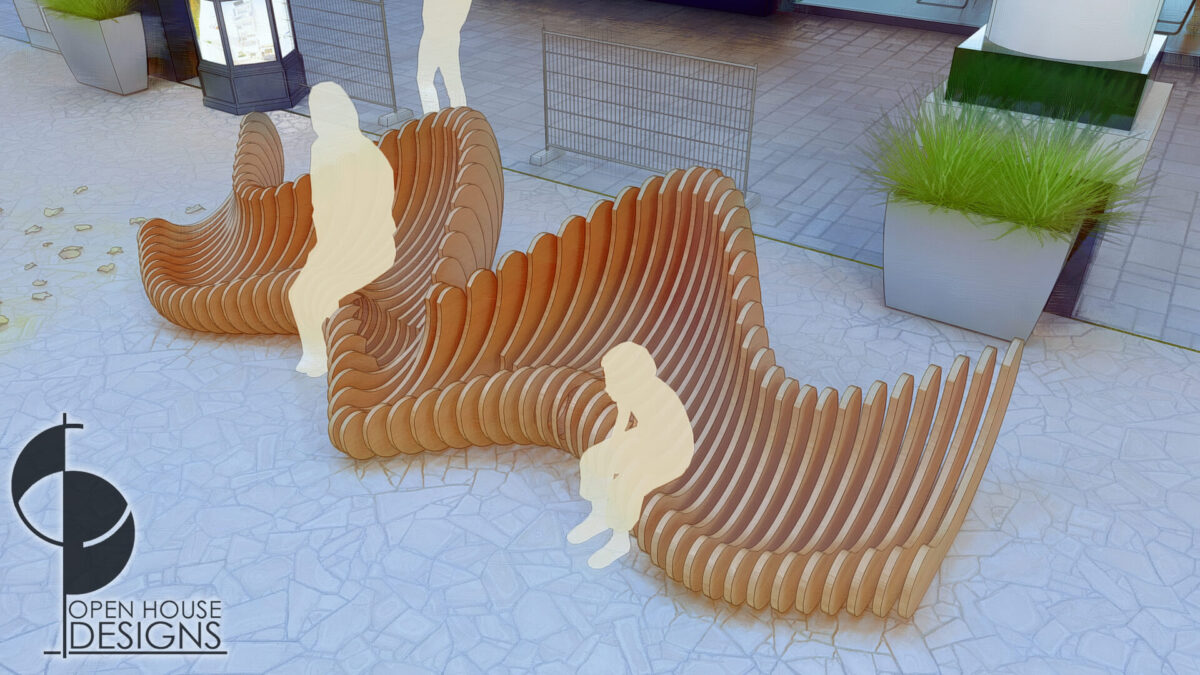 Parametric Bench that stands out in the city complex - OpenHouseDesigns
