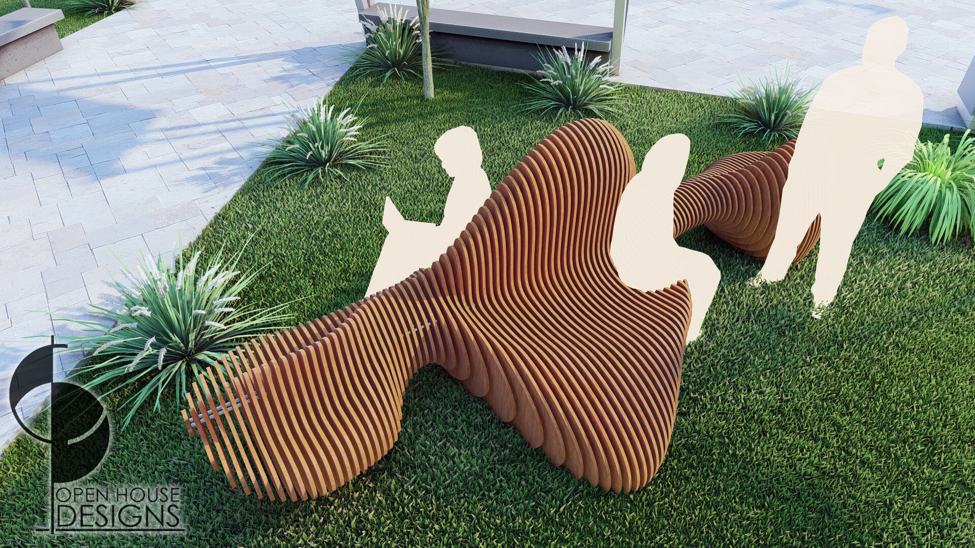 Wooden Parametric Bench in Central Park - OpenHouseDesigns