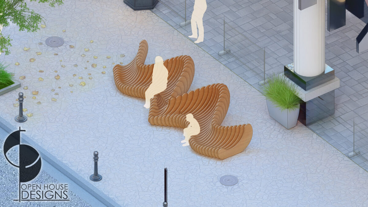 Parametric Bench that stands out in the city complex - OpenHouseDesigns