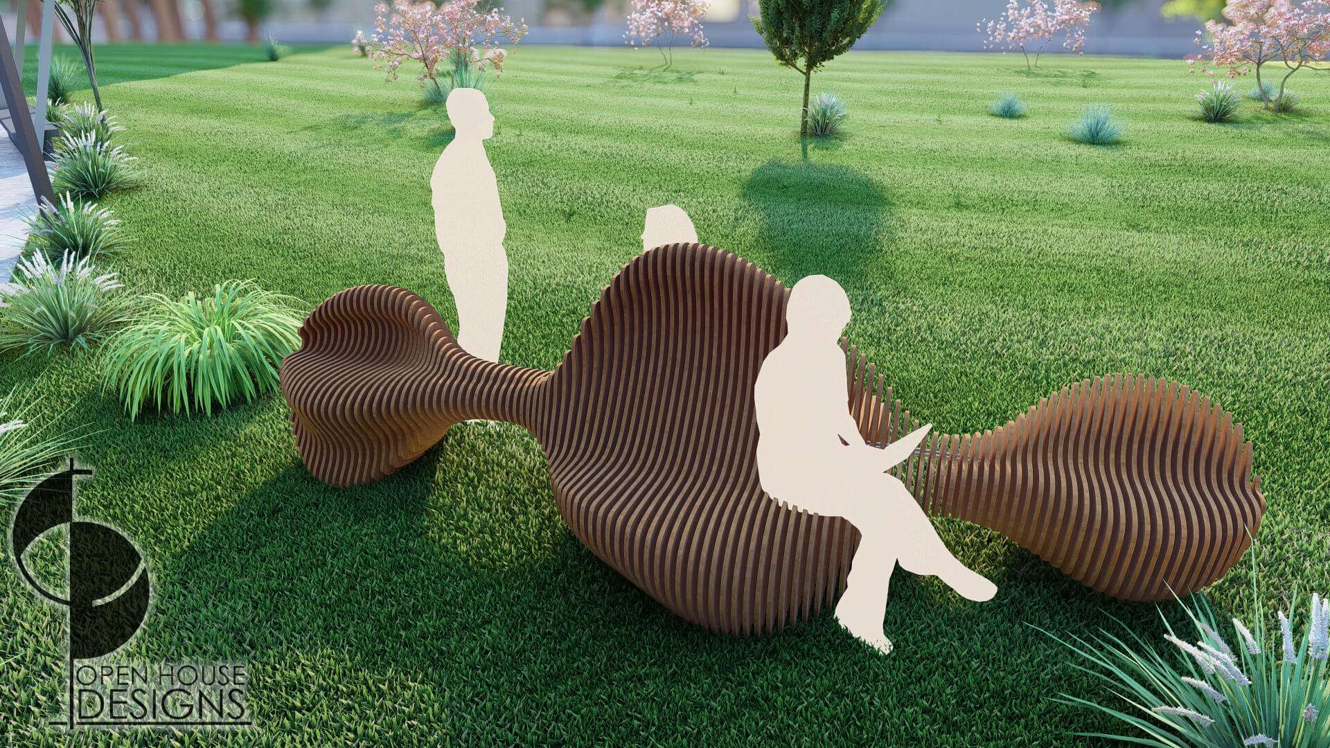 Wooden Parametric Bench in Central Park - OpenHouseDesigns