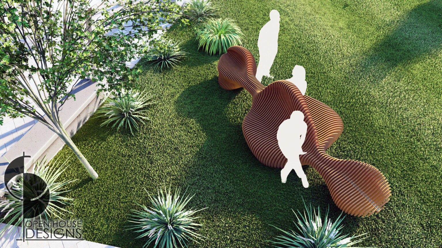 Wooden Parametric Bench in Central Park - OpenHouseDesigns