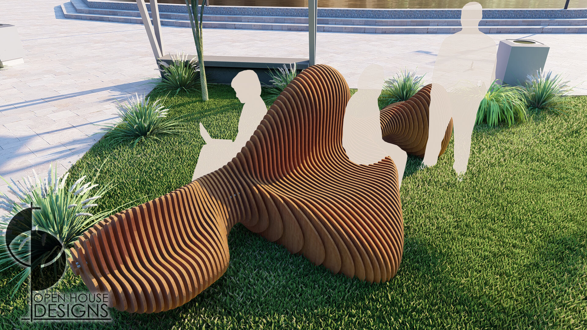 Wooden Parametric Bench in Central Park - OpenHouseDesigns