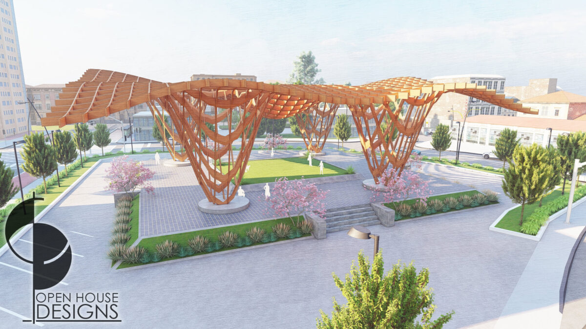 Parametric Pavilion flows over city center square - OpenHouseDesigns
