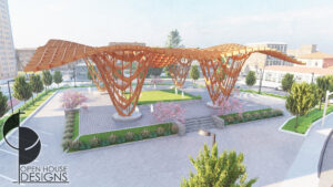 Parametric Pavilion flows over city center square - OpenHouseDesigns