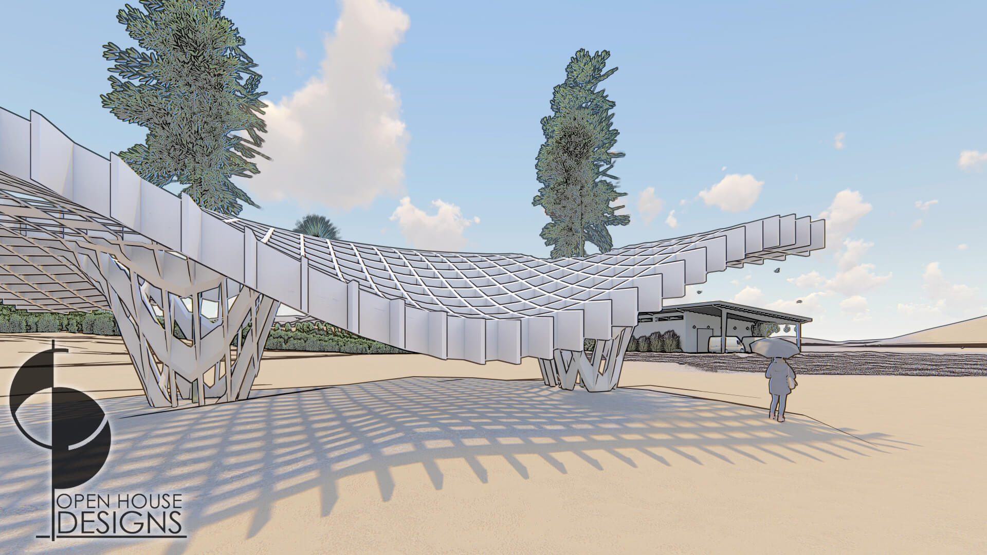 Parametric Installation in Vineyard - OpenHouseDesigns