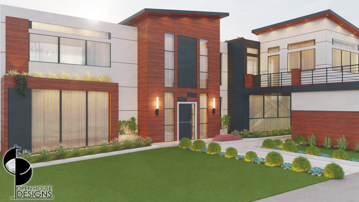 Contemporary Exterior Elevation visualized by Open House Designs ...