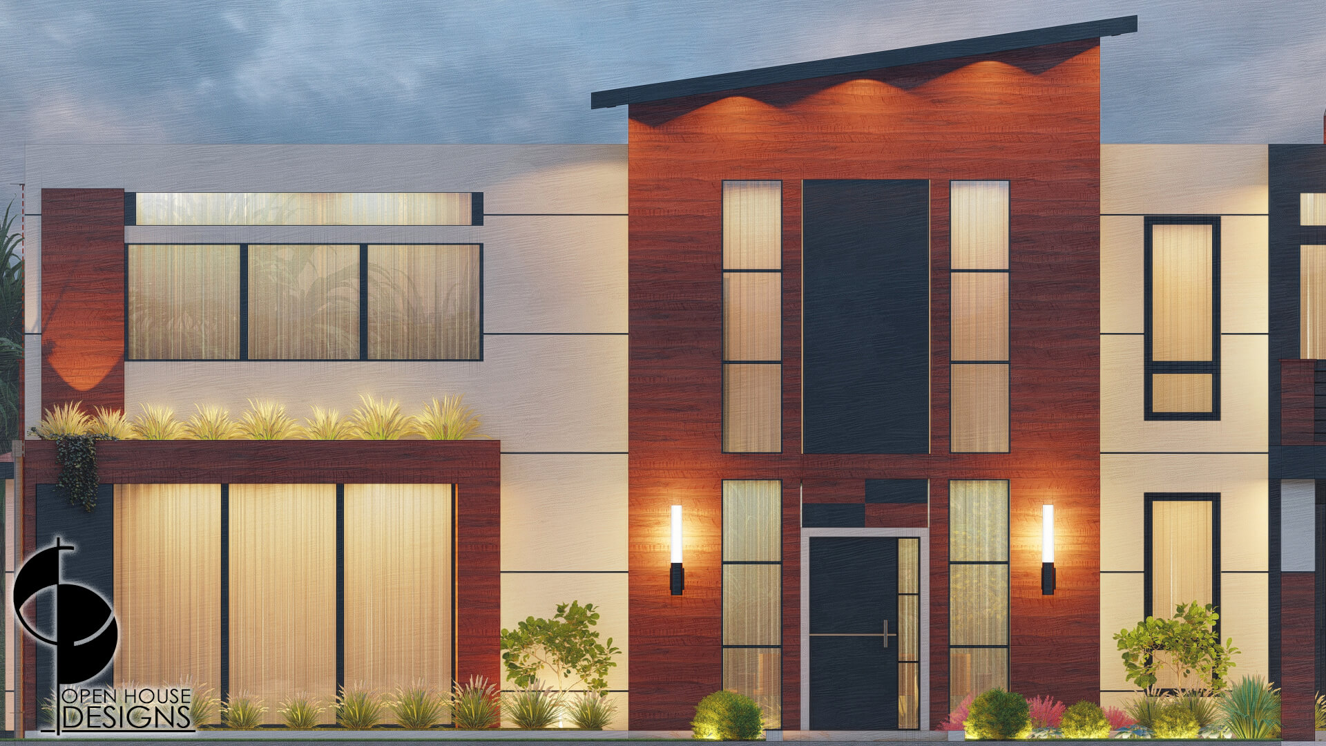Contemporary Exterior Elevation visualized by Open House Designs ...