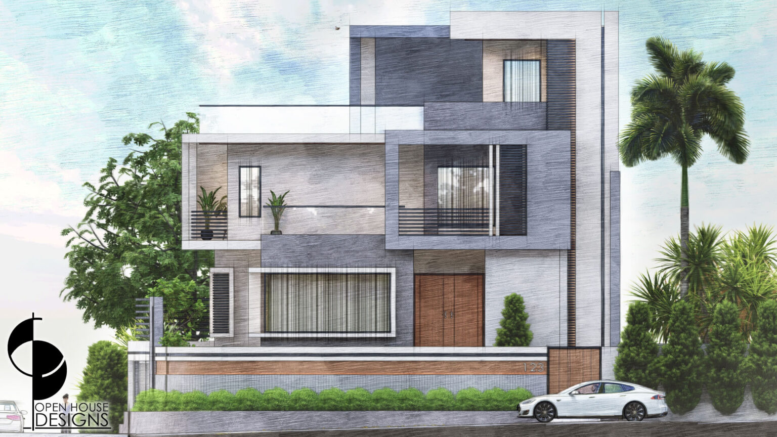 10 Classical Elevation Designed by Open House Designs - OpenHouseDesigns