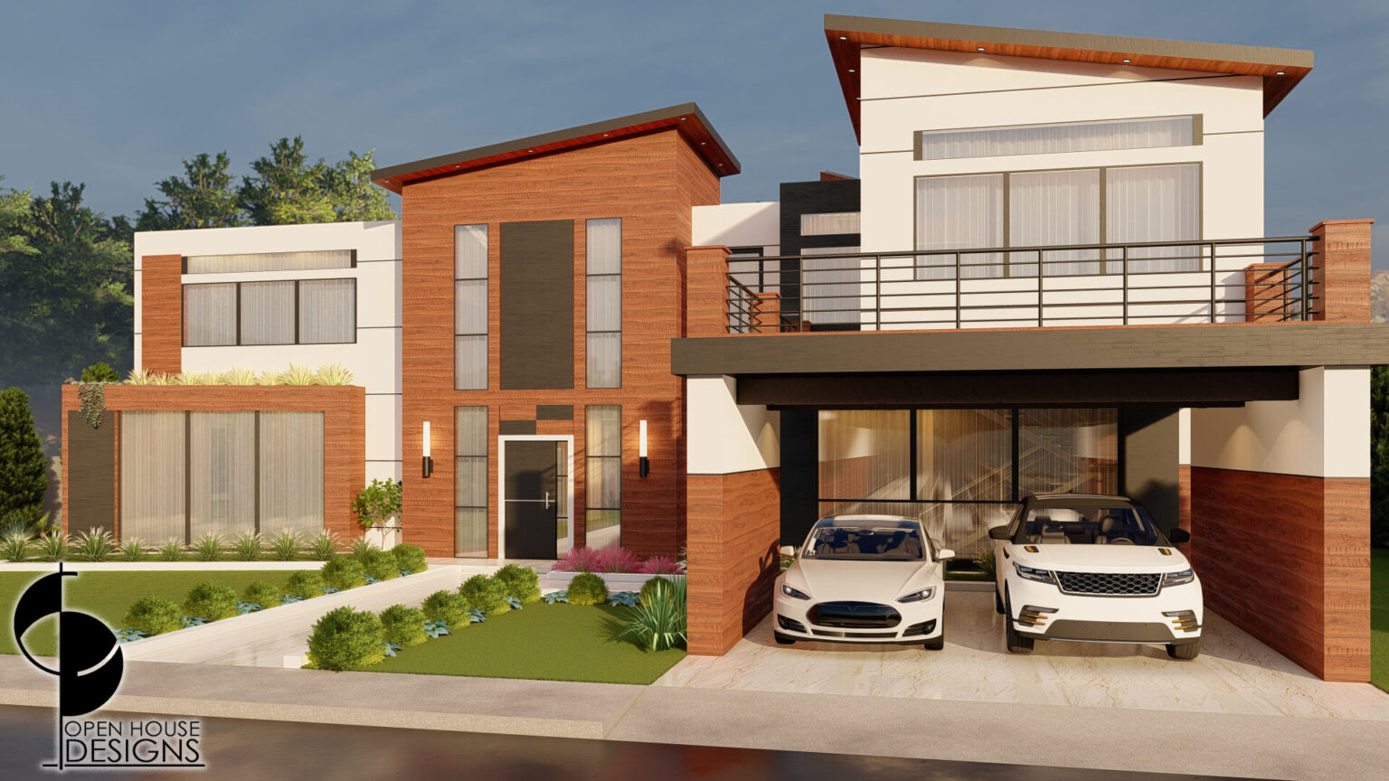 Contemporary Exterior Elevation visualized by Open House Designs ...