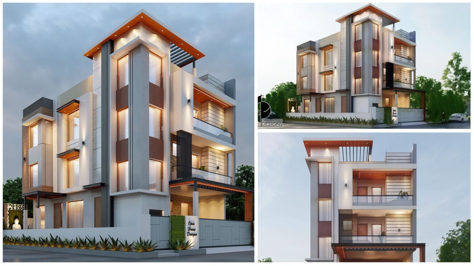 Corner View Modern Elevation by Open House Designs - OpenHouseDesigns