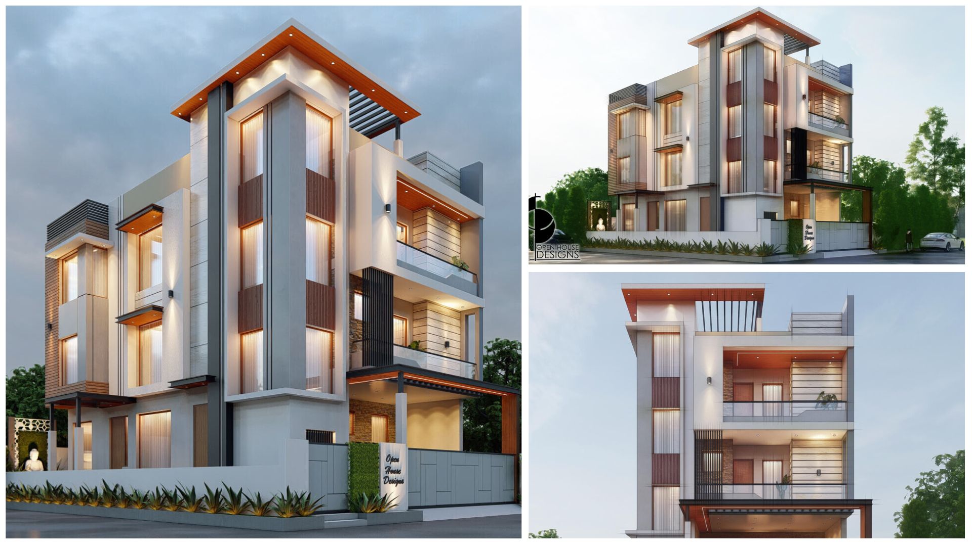 Corner View Modern Elevation by Open House Designs - OpenHouseDesigns