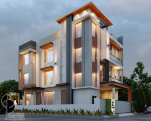 Corner View Modern Elevation by Open House Designs - OpenHouseDesigns