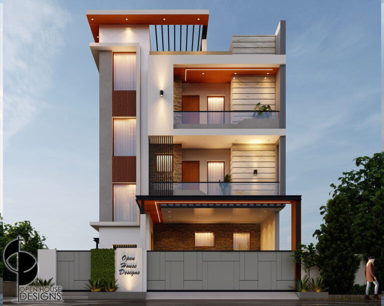 Corner View Modern Elevation by Open House Designs - OpenHouseDesigns