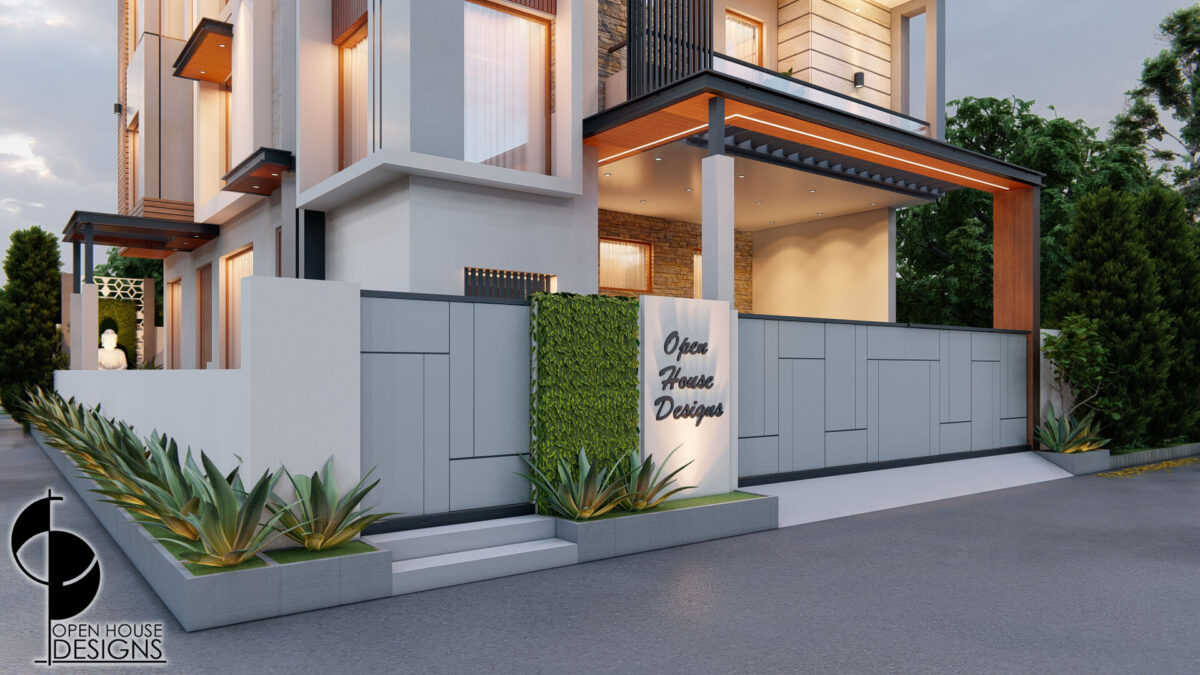 Corner View Modern Elevation by Open House Designs - OpenHouseDesigns