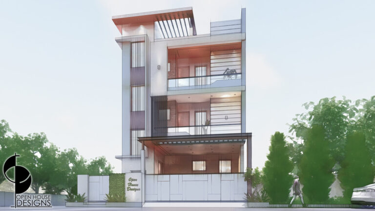 Corner View Modern Elevation by Open House Designs - OpenHouseDesigns