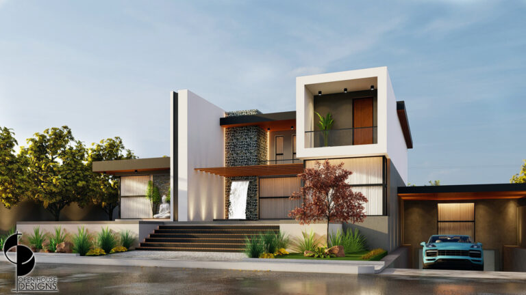 Contemporary Modern House with grand entrance - OpenHouseDesigns