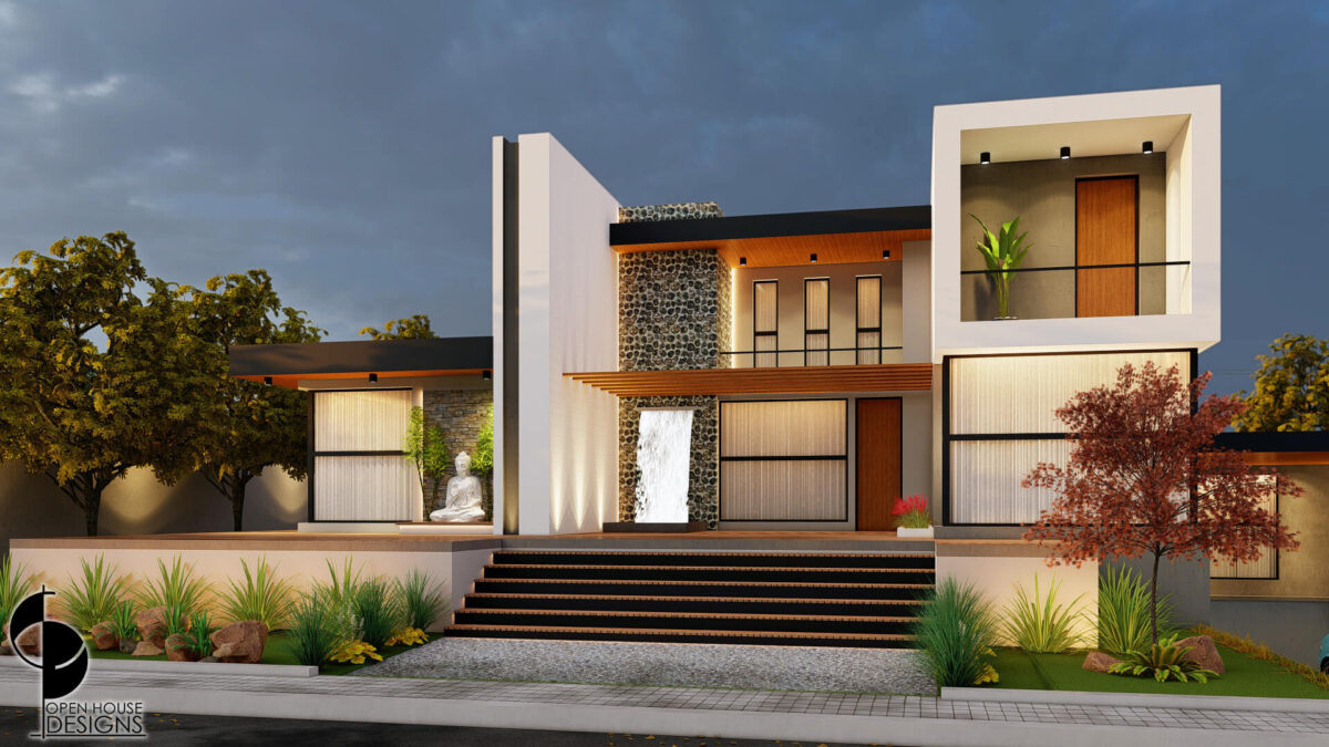Contemporary Modern House with grand entrance - OpenHouseDesigns