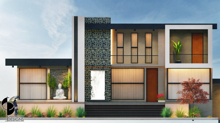 Contemporary Modern House with grand entrance - OpenHouseDesigns