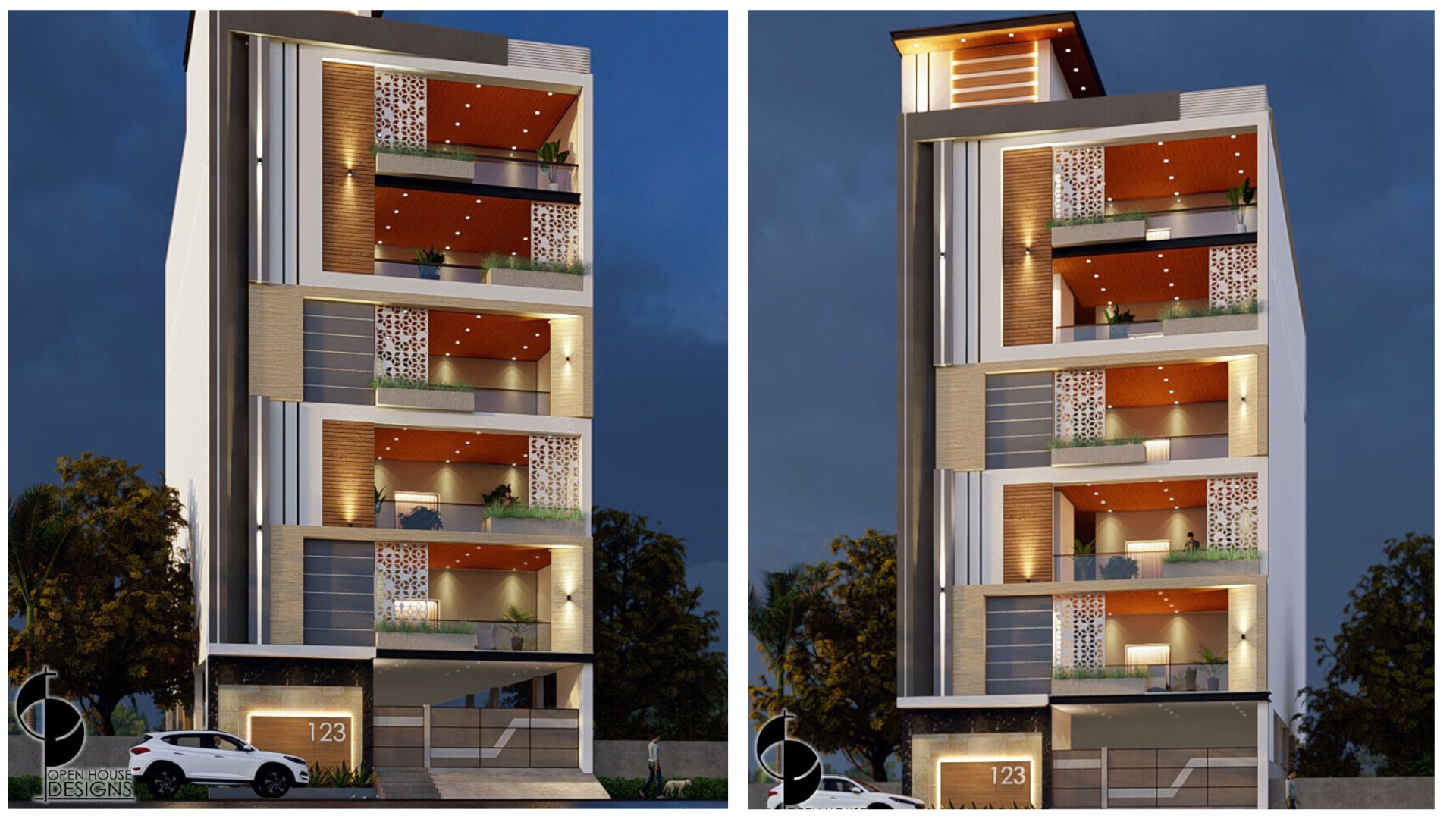 Elevation Design for a Multistory Apartment - OpenHouseDesigns